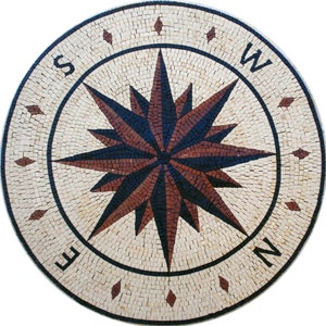 Artful Precision - Mosaic Design Art - Compass Rose Marble Mosaic ...