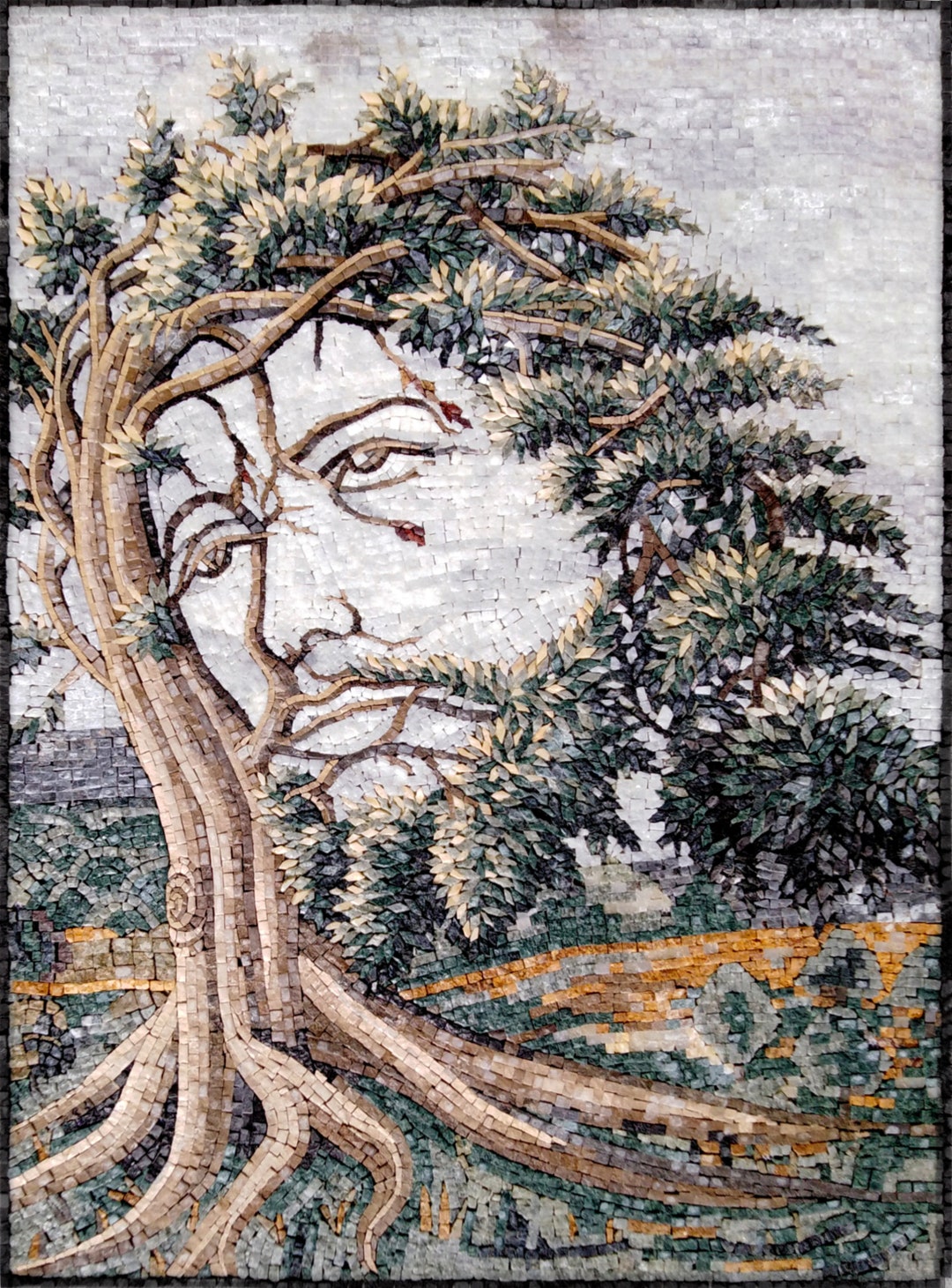 RELIGIOUS MOSAIC TILES | Jesus Face Tree Mosaic Art Tiles for ...