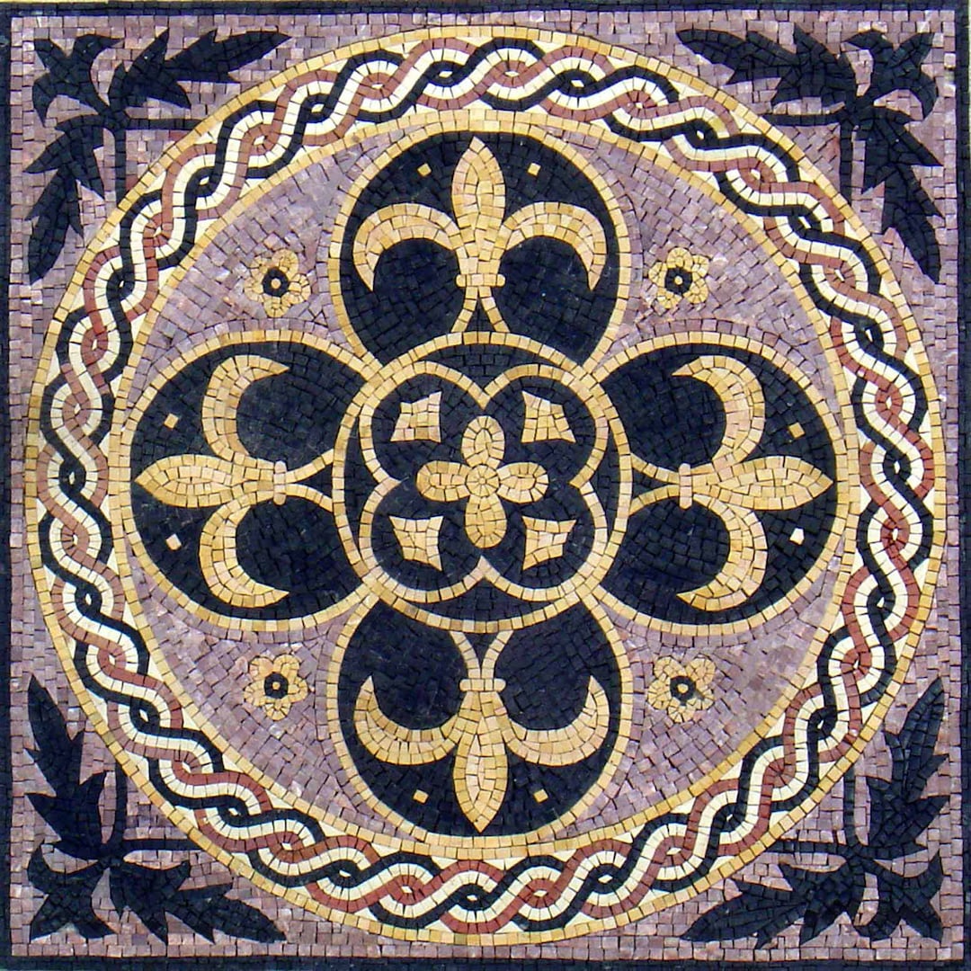 32" GEOMETRICAL MOSAIC BACKSPLASH | Square Inlay Artwork Mosaic Tiles ...