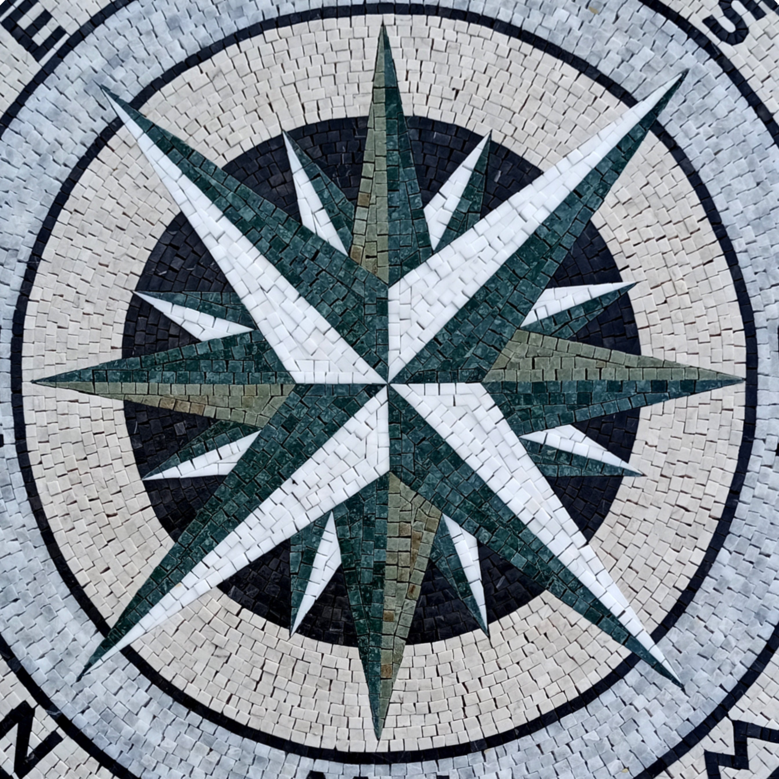 Handmade Marble Compass Rose Mosaic Tile: Indoor/outdoor Medallion (36 ...