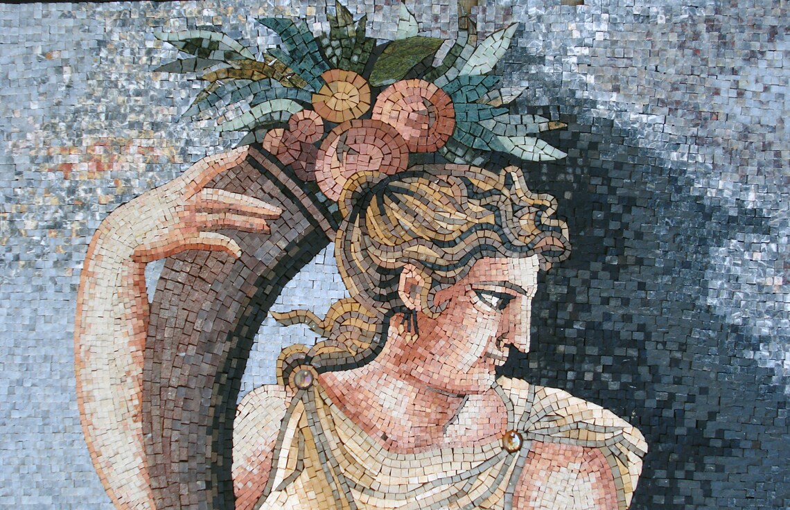 Roman Goddess Ceres With Cornucopia Mosaic Reproduction - Etsy