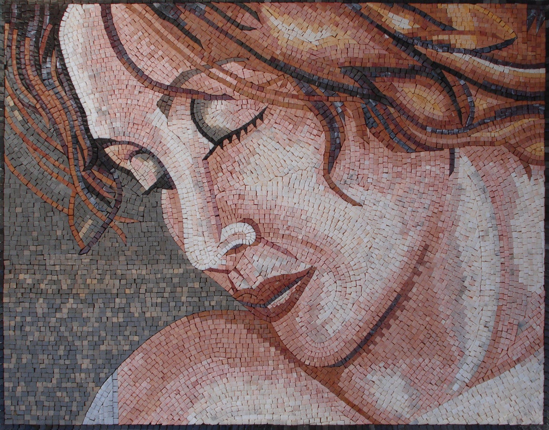 WOMAN MOSAIC TILES | Woman Elegant Portrait Reproduction Mosaic Art ...
