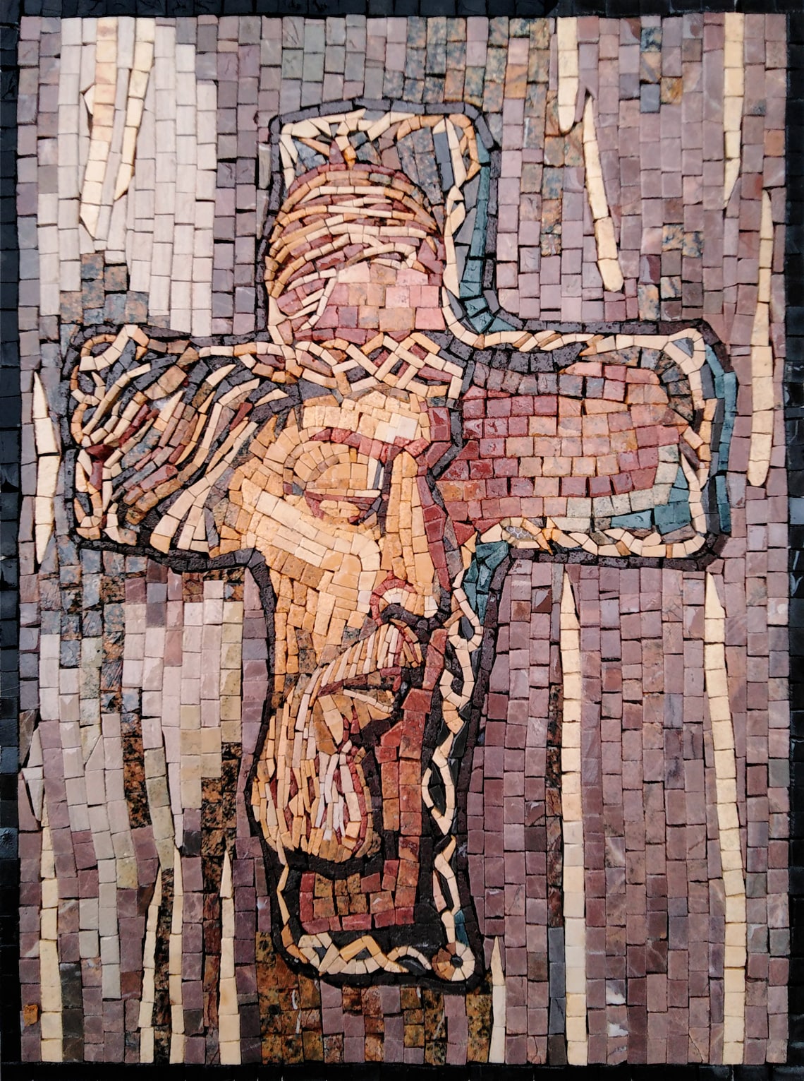 Handmade Jesus in a Cross Christian Mosaic Wall Art | Etsy