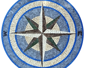 Round Compass Rose Nautical Marble Mosaic Medallion Flooring Tiles ...