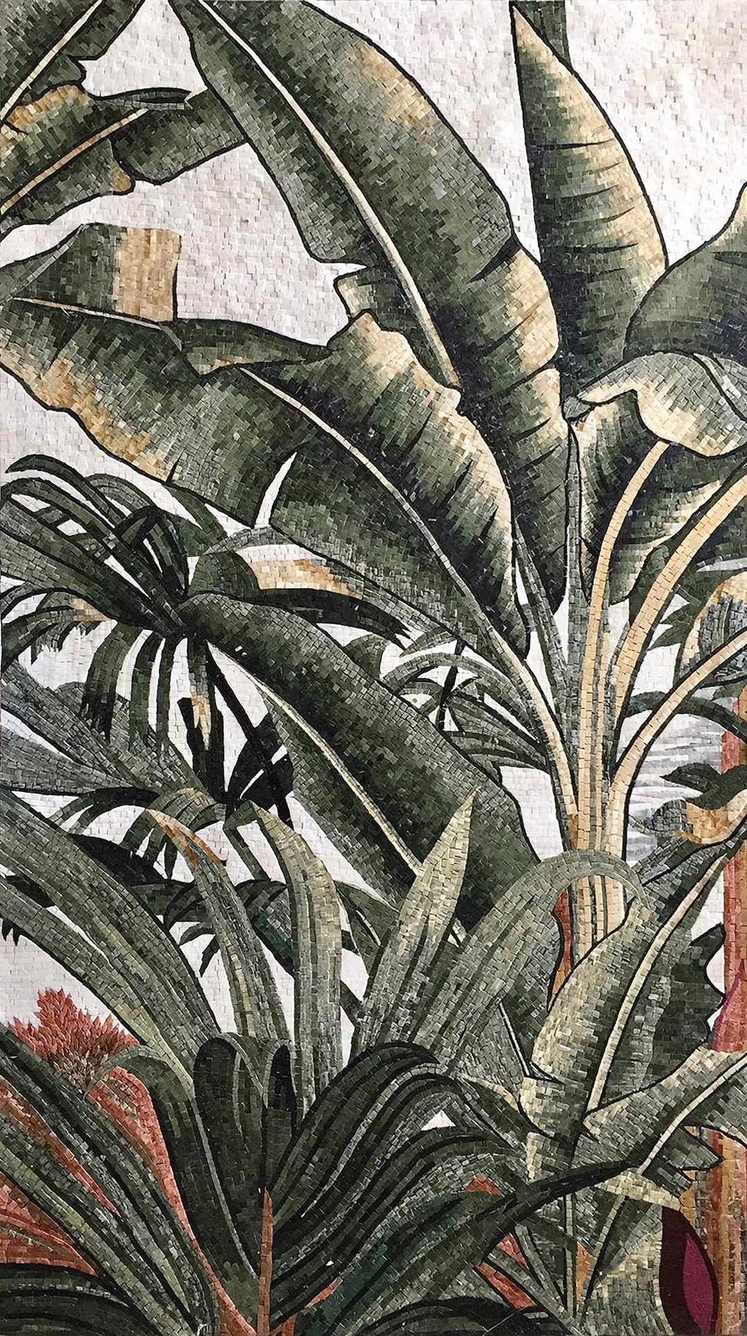 Handmade Banana Tree Mosaic Tile: Marble Palm Scenery Wall Art - Etsy