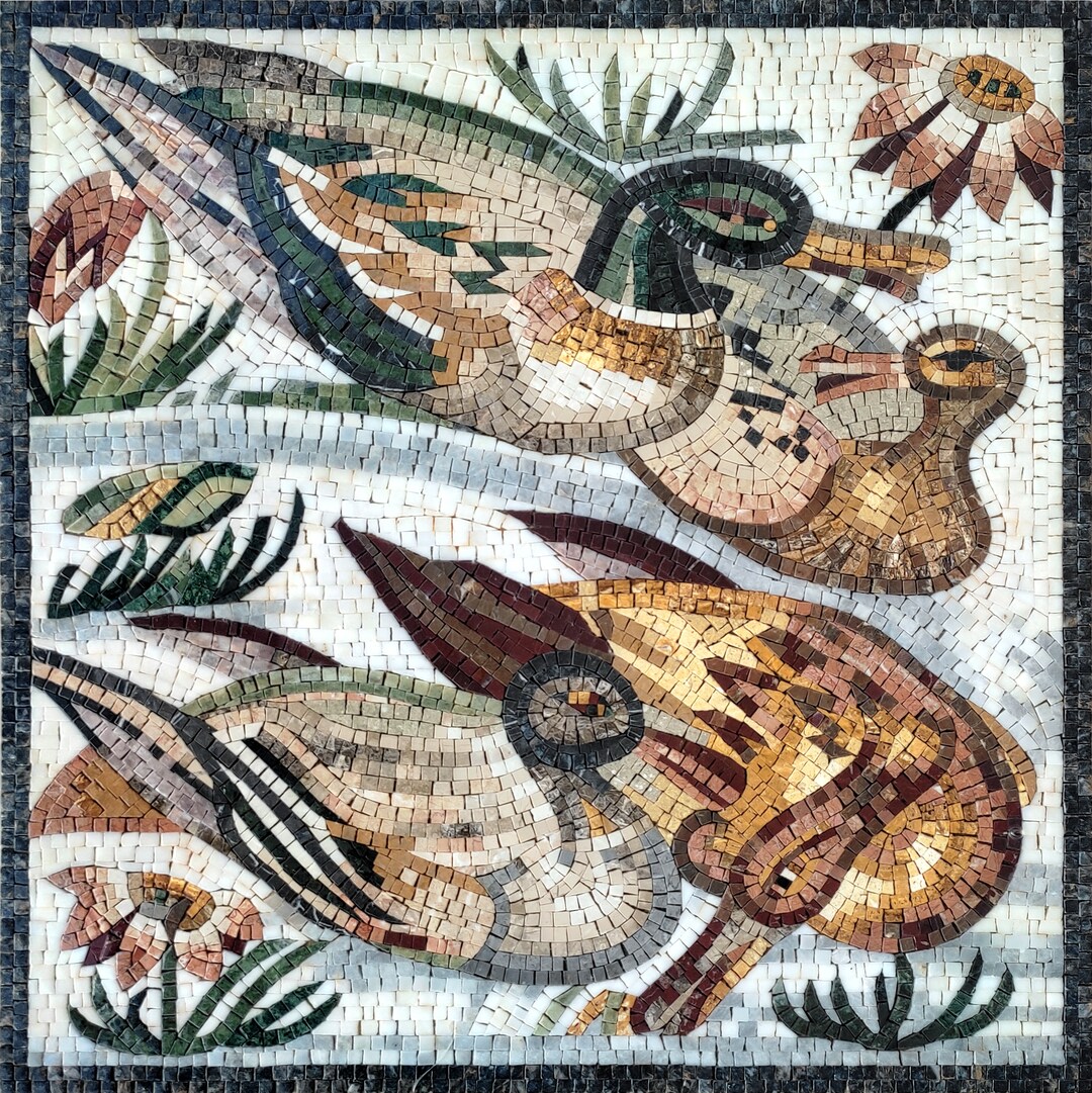 Handmade Ducks Roman Marble Mosaic Art Tile Décor - Etsy Australia