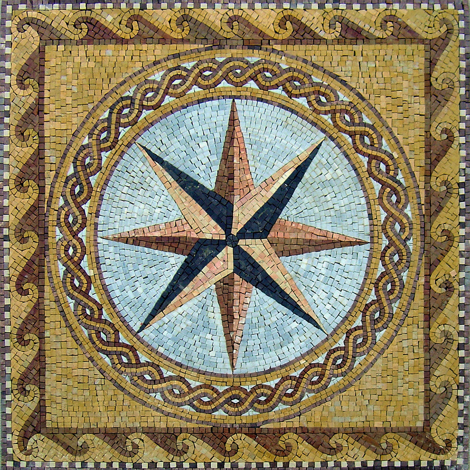 40" Compass Rose Mosaic Tile Backsplash: Nautical Home Decor - Etsy