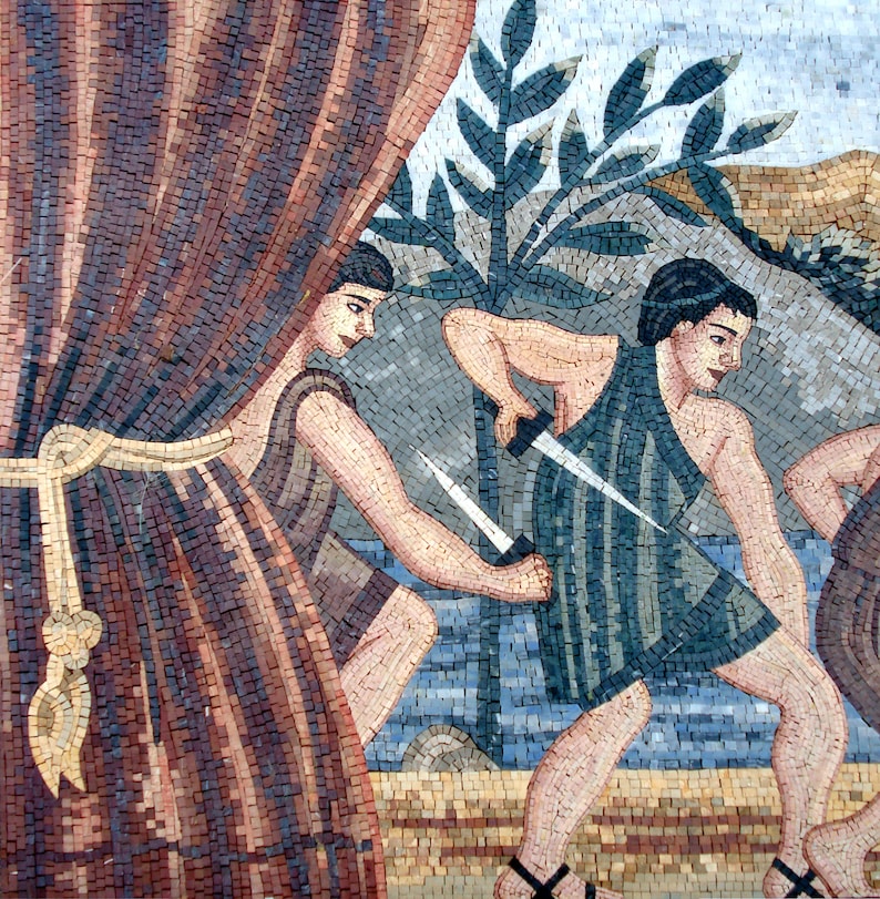 Handmade Roman Decadence Marble Mosaic Wall Art Mural - Etsy