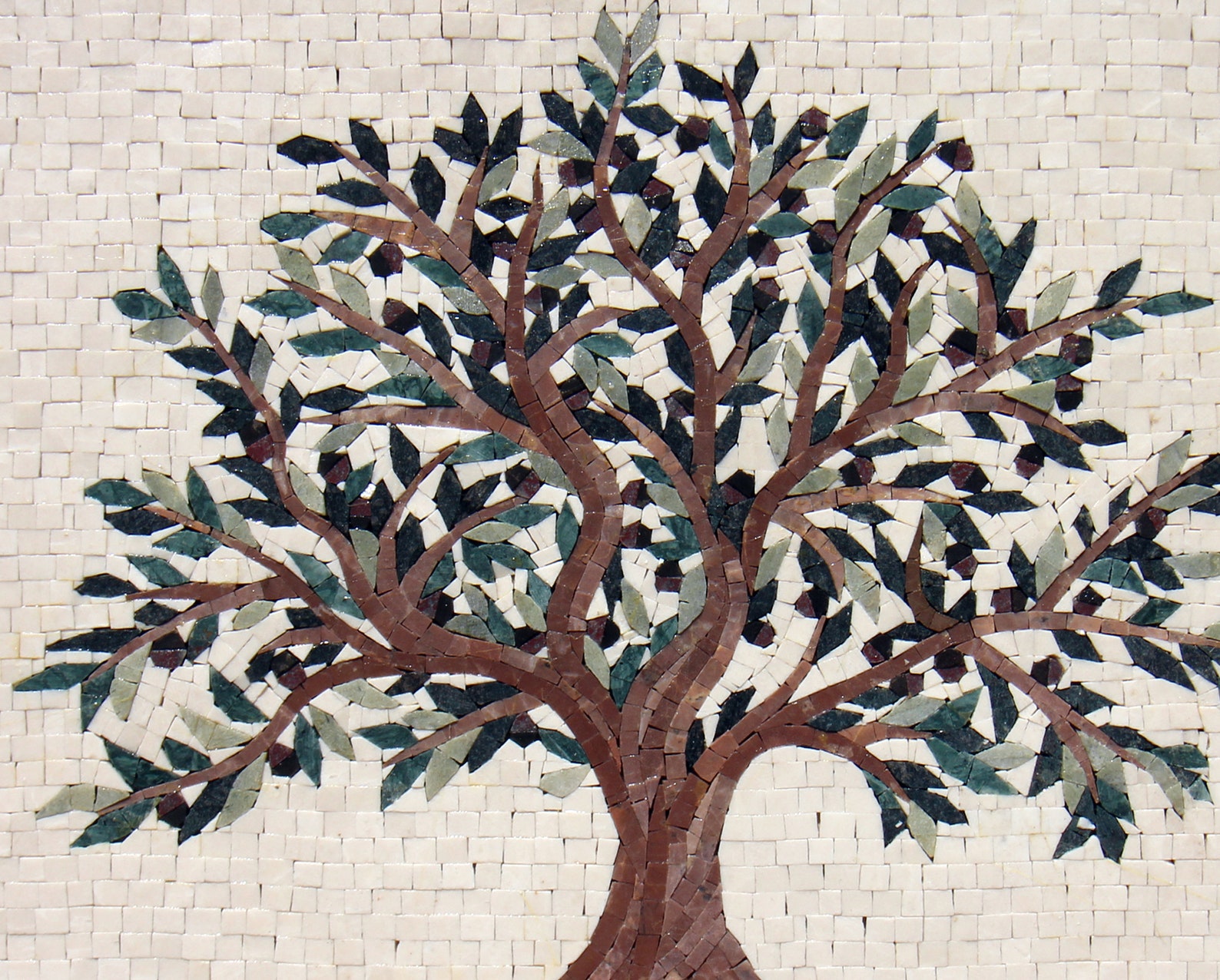 Olive Tree Backsplash Marble Mosaic Tiles. Customization. Handcrafted ...
