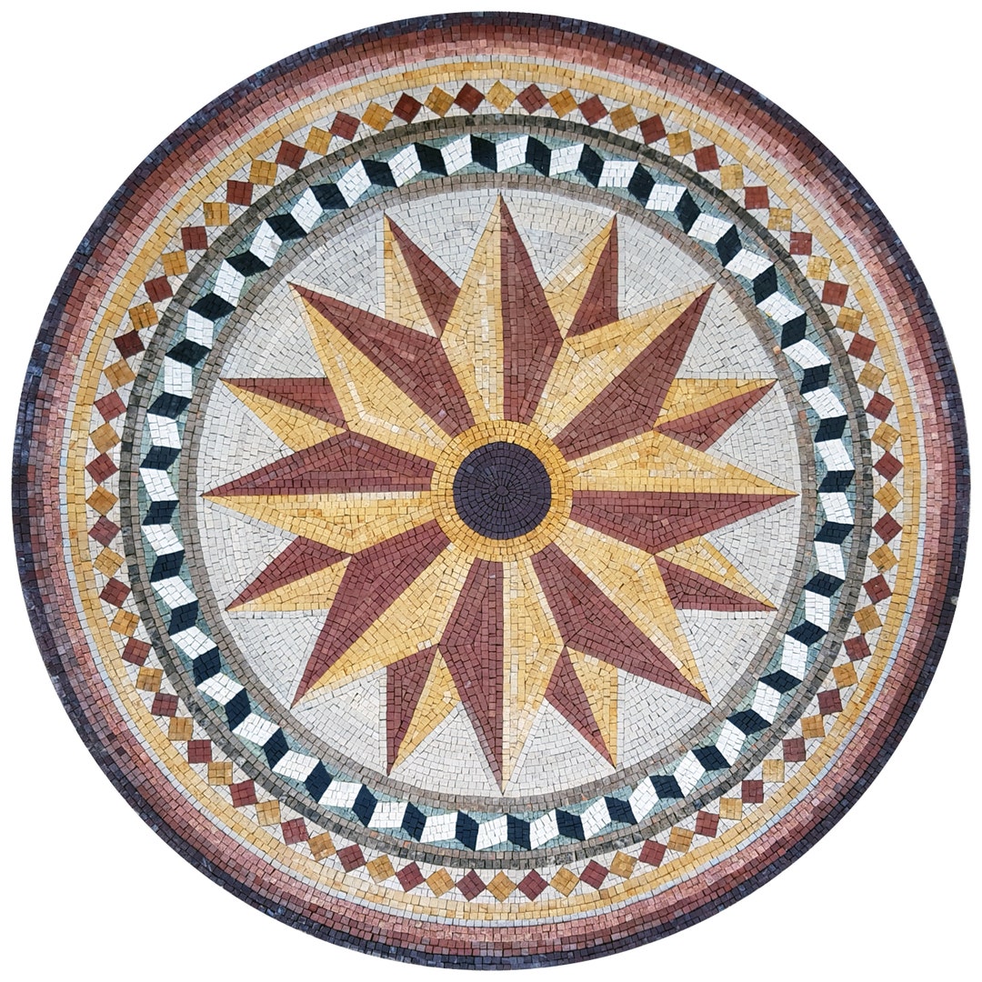 Compass Rose Nautical Marble Mosaic Medallion Backsplash / Flooring ...