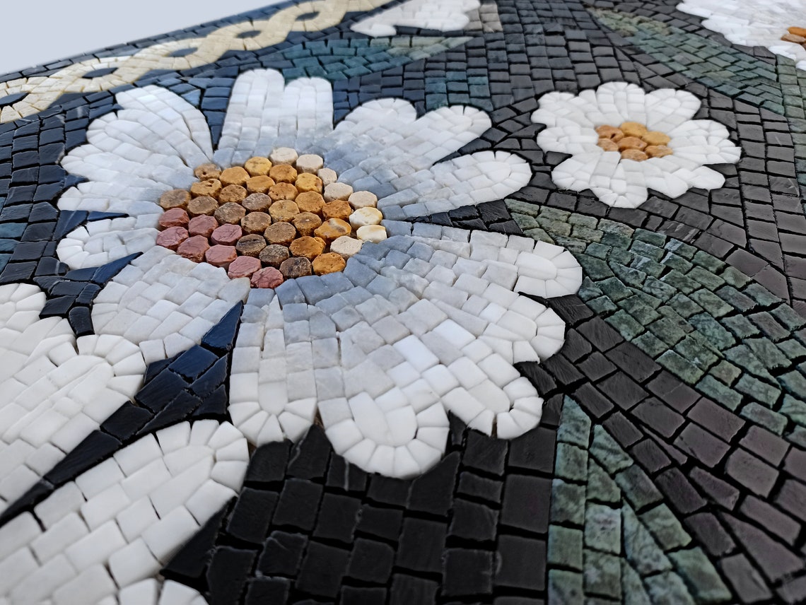 40 Handmade Marble Mosaic Flower Rose Wall Art Home - Etsy