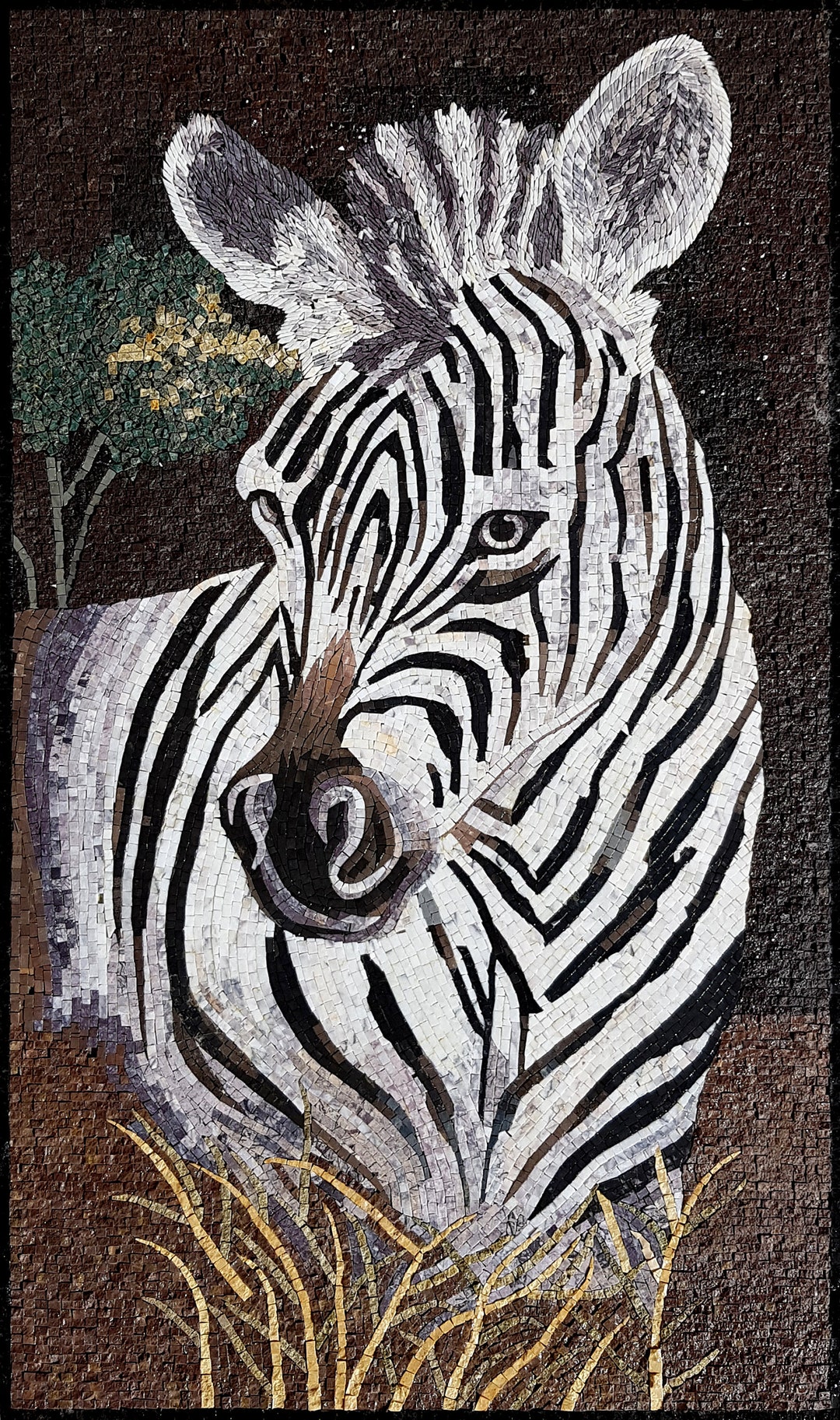 ZEBRA ART BACKSPLASH | Wild Animal Mosaic Tiles for House Warming Gift ...
