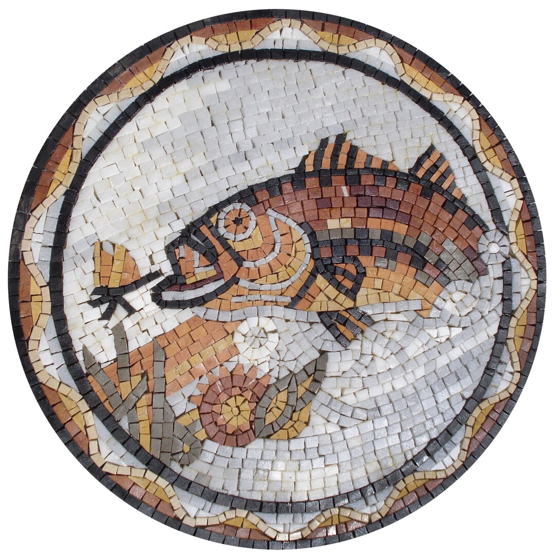 20 Handmade Fish Marble Mosaic Medallion Tile Design Art Décor - Etsy
