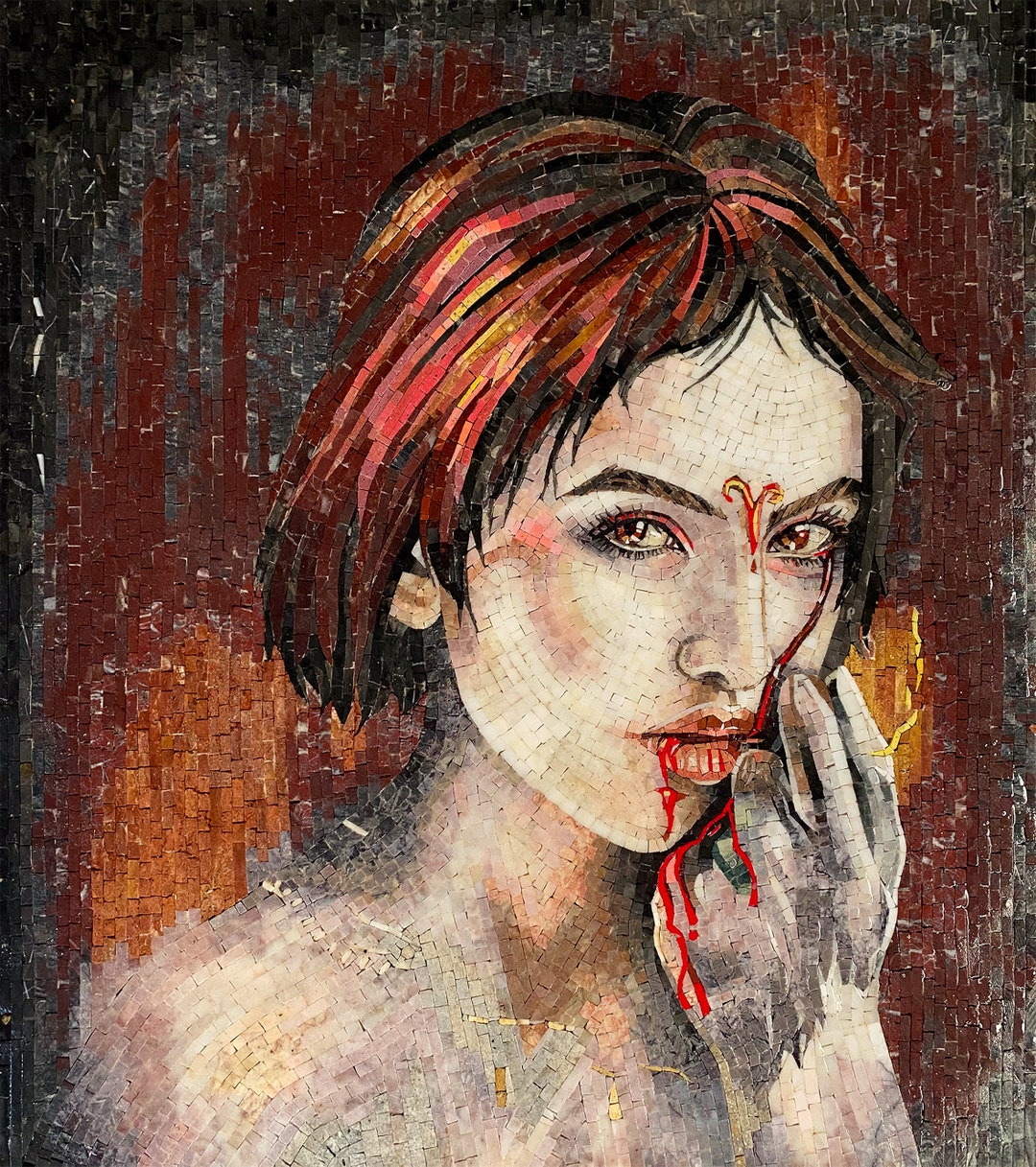 Aries Mosaic Mural Mosaic Tile Art Aries Portrait Mosaic Wall Art - Etsy