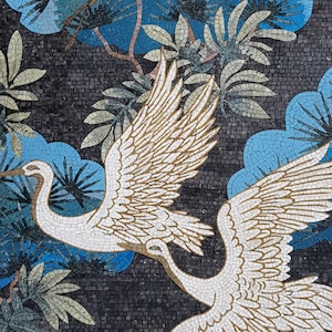 SWANS MOSAIC TILES | Animal Mosaic Tiles for Living Room Walls | Three ...