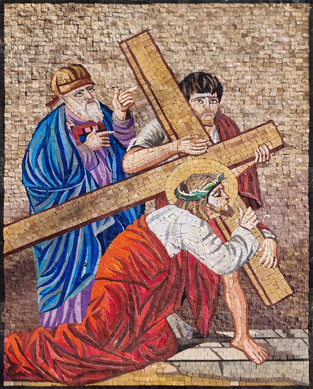 Jesus on the Cross Mosaic Wall Art, Religious Home Decor (36x28) - Etsy