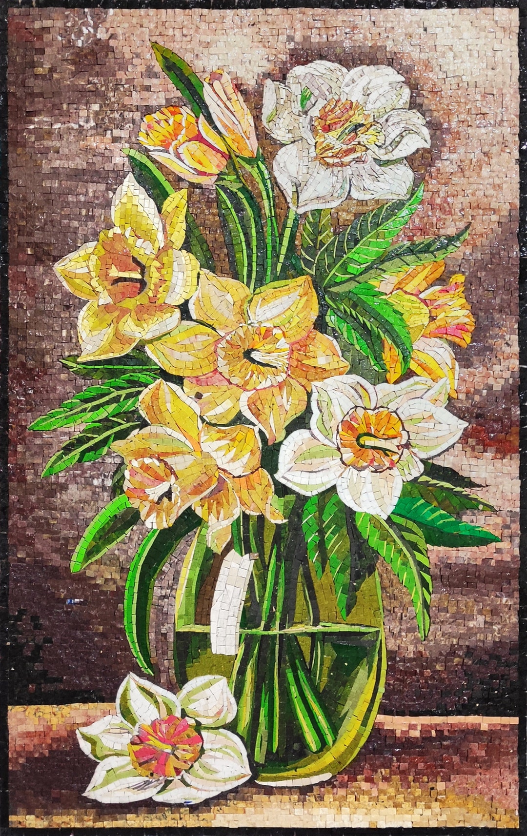 COLORFUL FLOWER VISE Overflowing Handmade Marble Mosaic Wall - Etsy