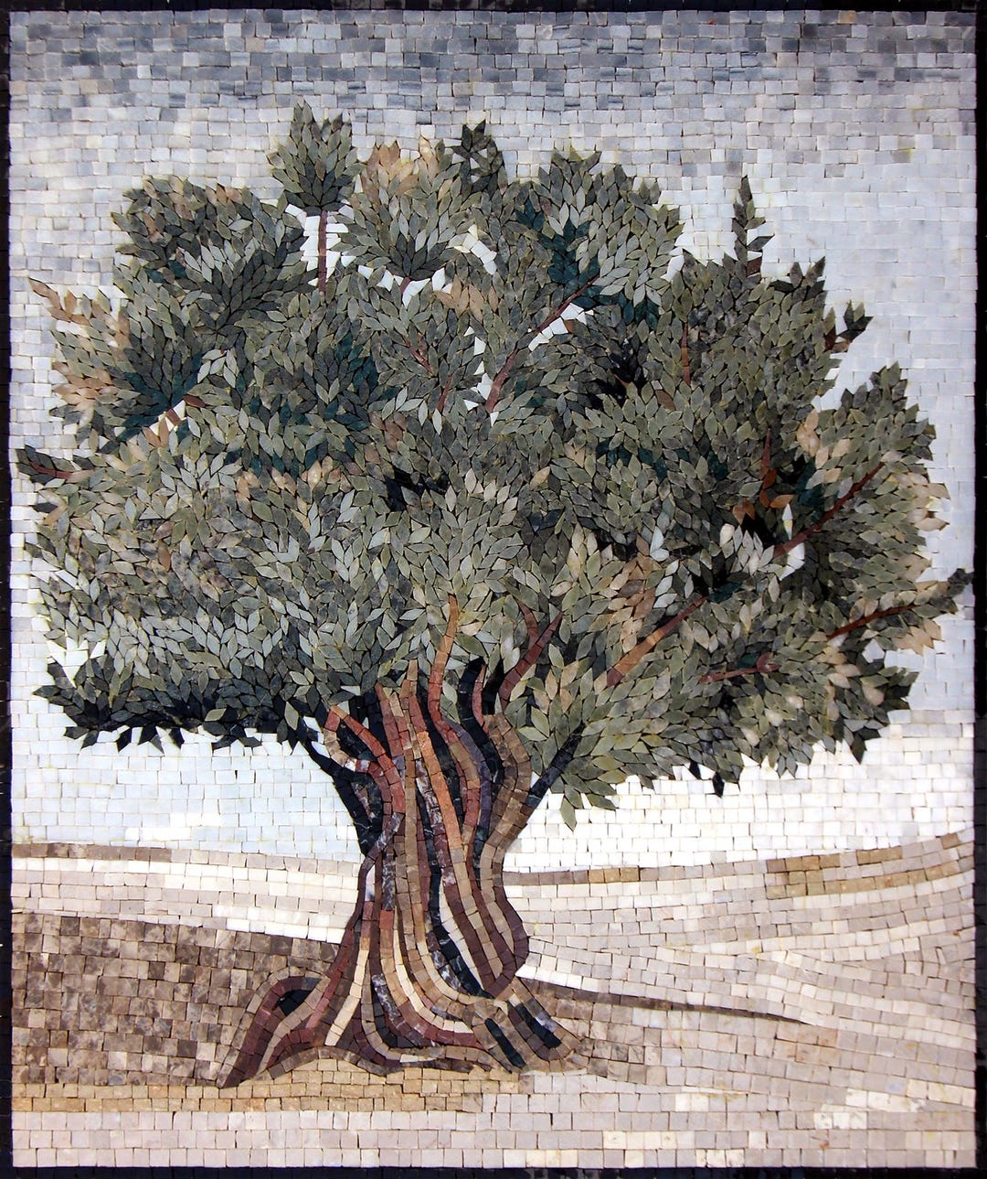 Handmade Olive Tree Mosaic Art: Marble Backsplash Tile (28” X 22.5") - Etsy