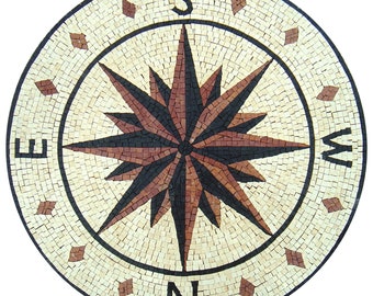 Round Compass Rose Nautical Marble Mosaic Medallion Flooring Tiles ...