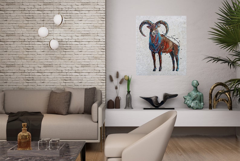 Taurus Zodiac Mosaic Tile Art: Handmade Stone Wall Decor (30x25) - Etsy