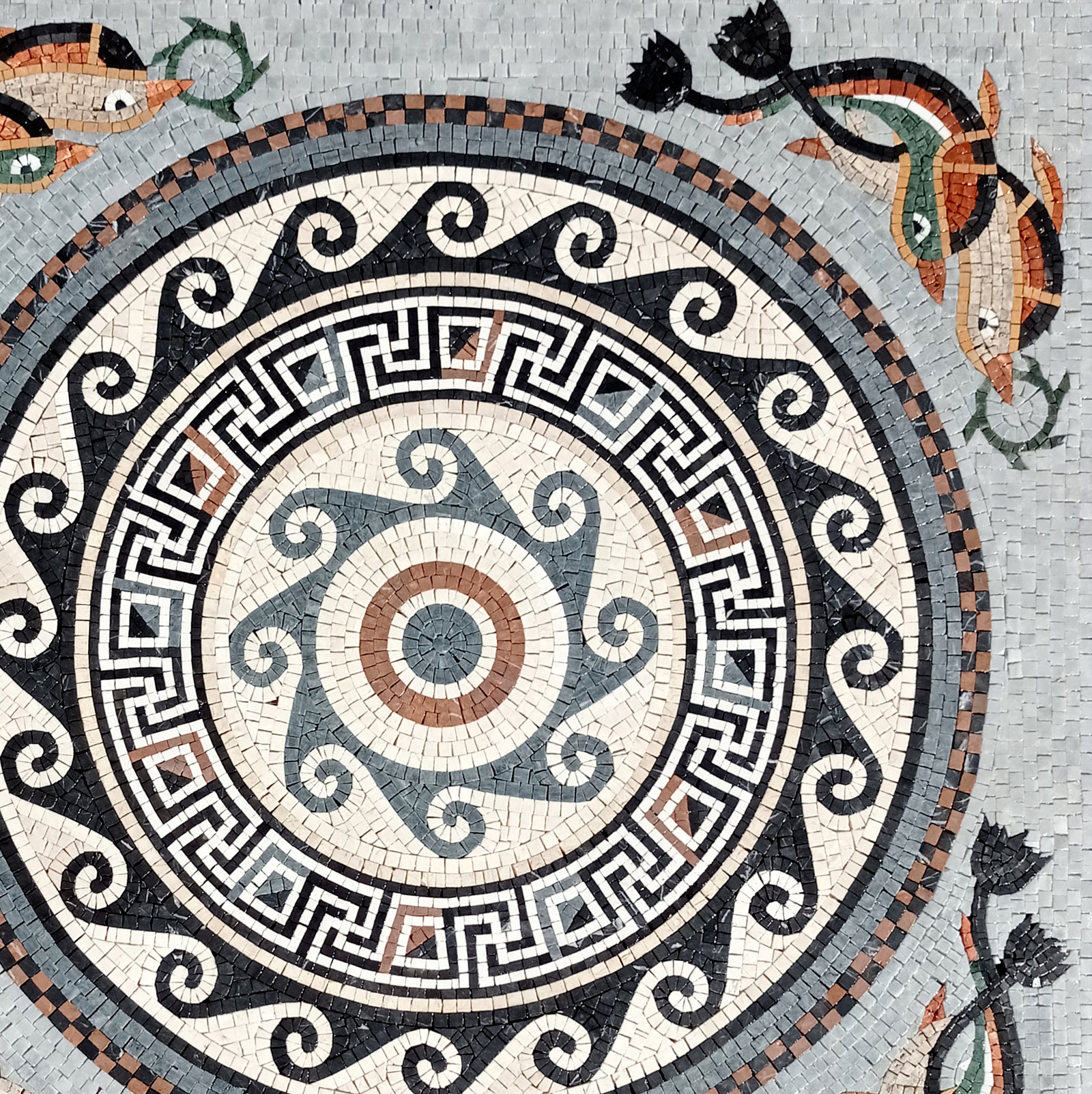 Dolphins Circle Pattern Marble Mosaic Art Tile Stone Décor - Etsy