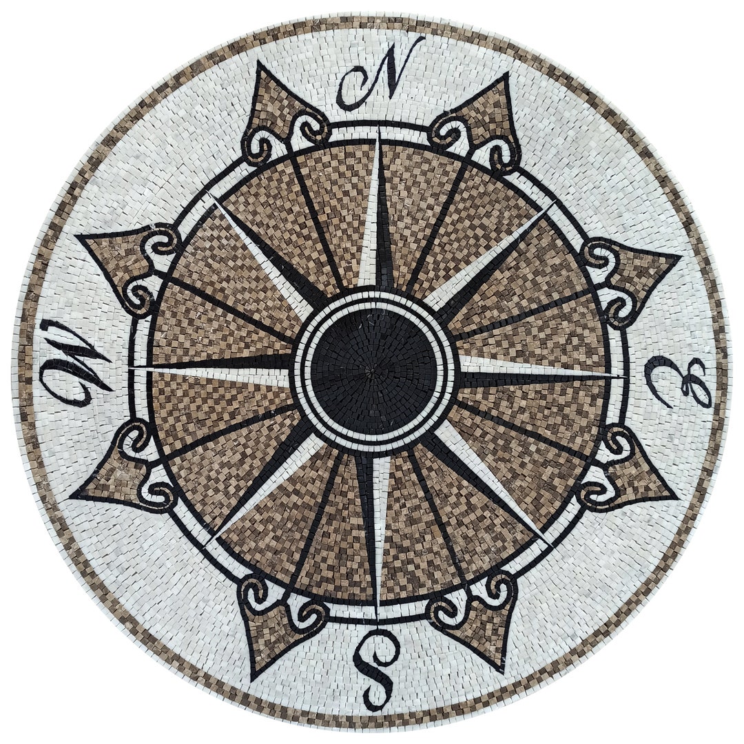 NAUTICAL COMPASS BACKSPLASH |windrose Mosaic Artwork Tiles for Home ...
