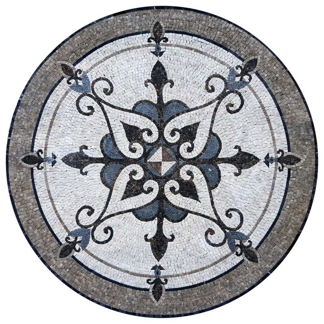 Handmade Marble Mosaic Medallion: Stone Tile Art, Custom Design - Etsy