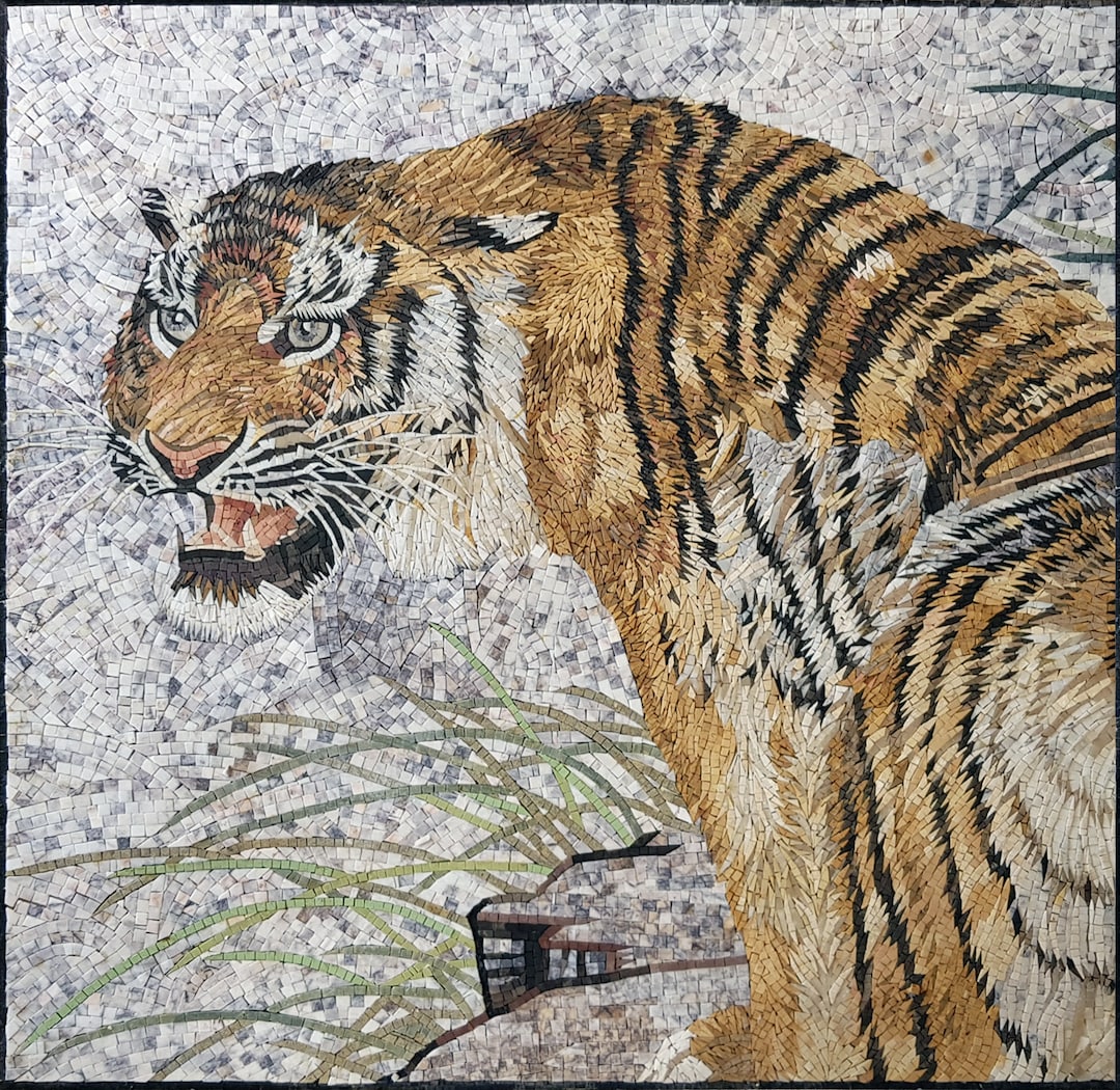 TIGER MOSAIC MURALS| Wild Jungle Animal Mosaic Murals for House Warming ...