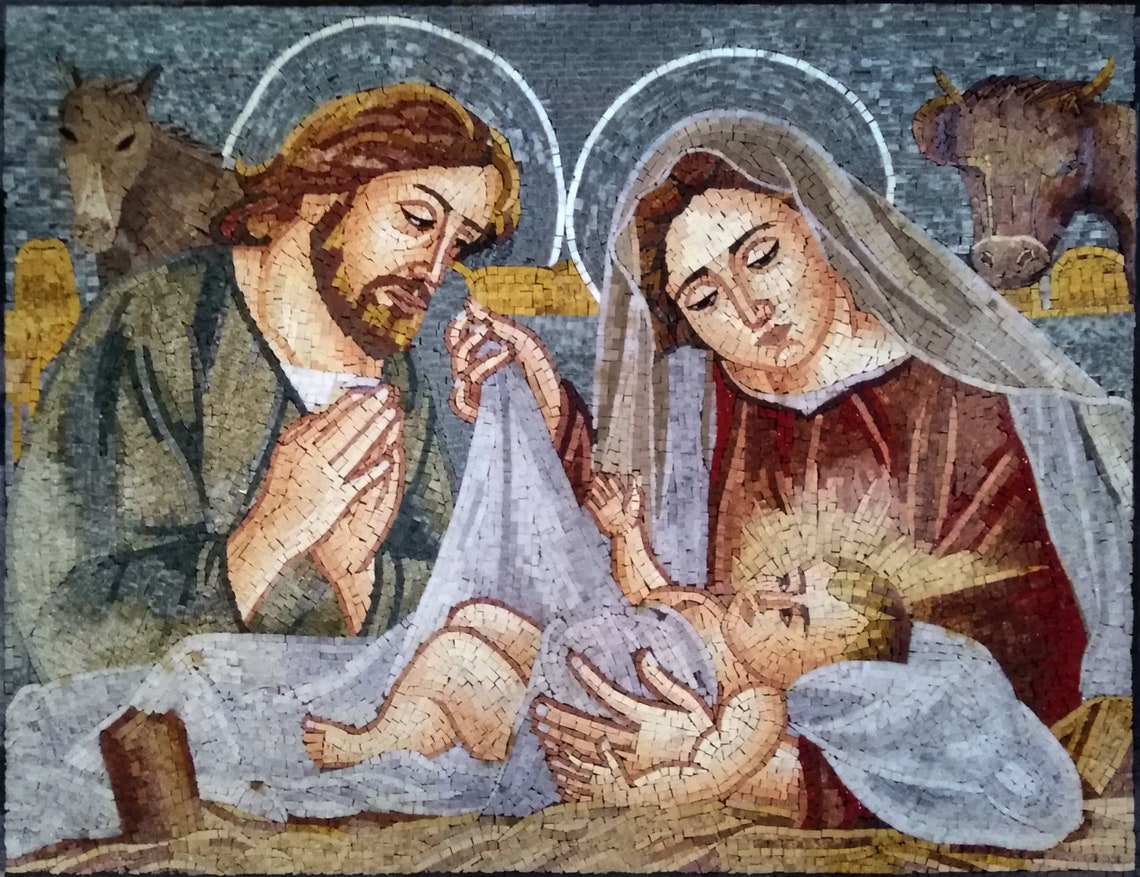 CHRISTIAN MOSAIC TILES Virgin Mary and Jesus Mosaic Art Murals for ...