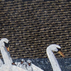 SWANS MOSAIC TILES | Animal Mosaic Murals for Living Room Walls | Swans ...
