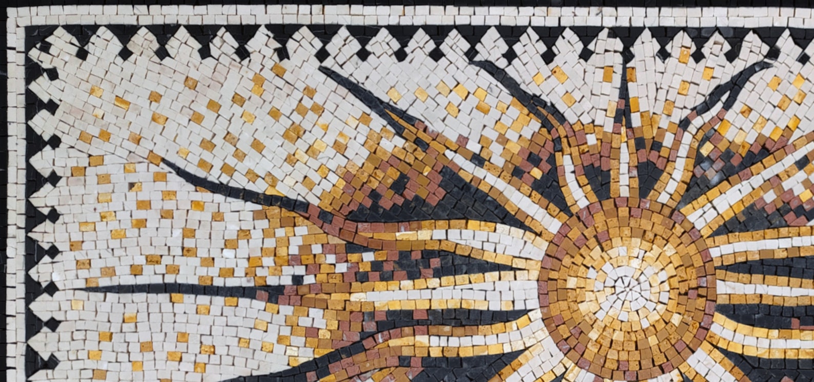 Flaming Sun Marble Mosaic Rug: Handmade Celestial Tile Art - Etsy