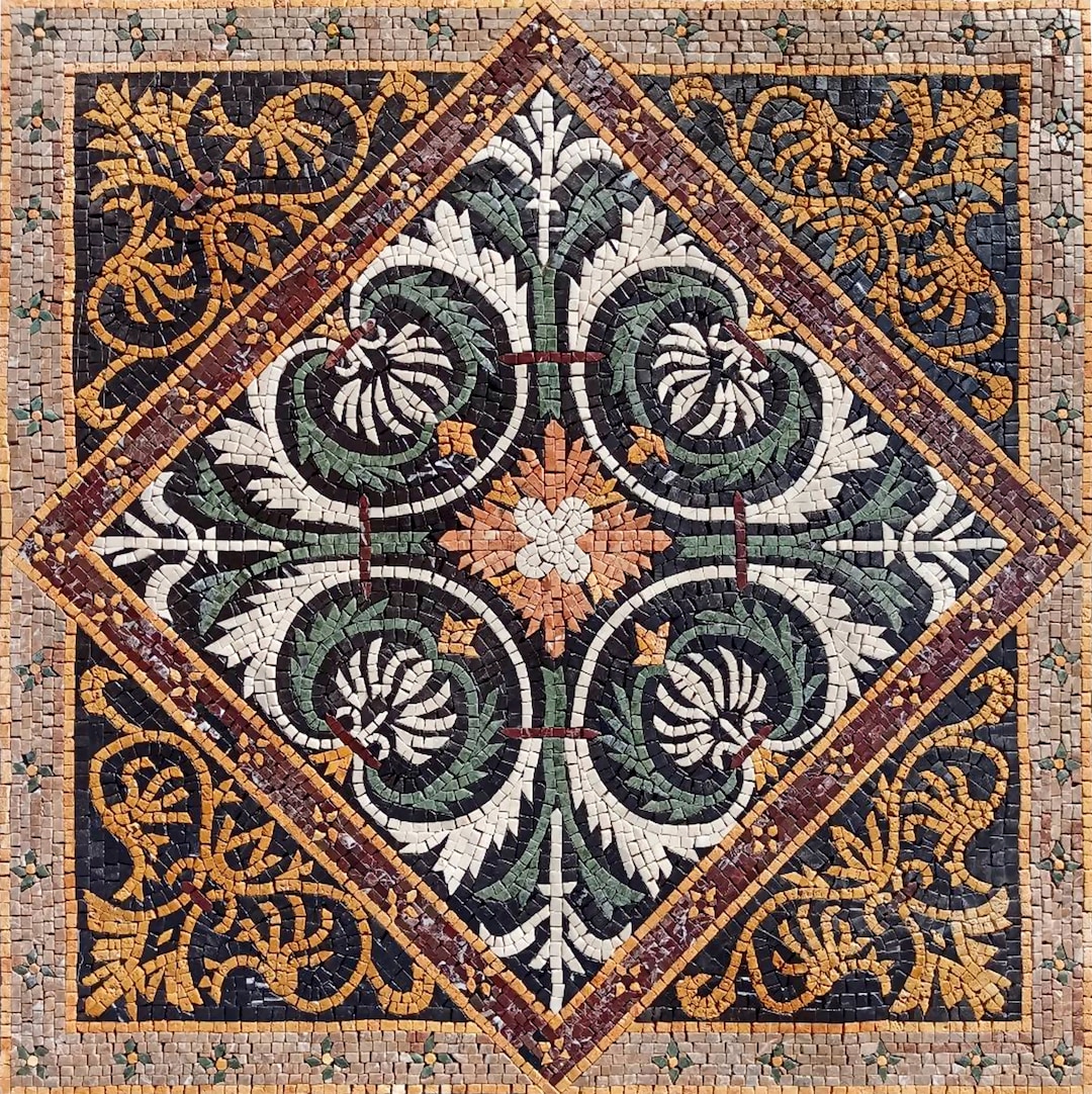 36” FLORALMOSAIC BACKSPLASH | Square Inlay Mosaic Tiles for New Home ...