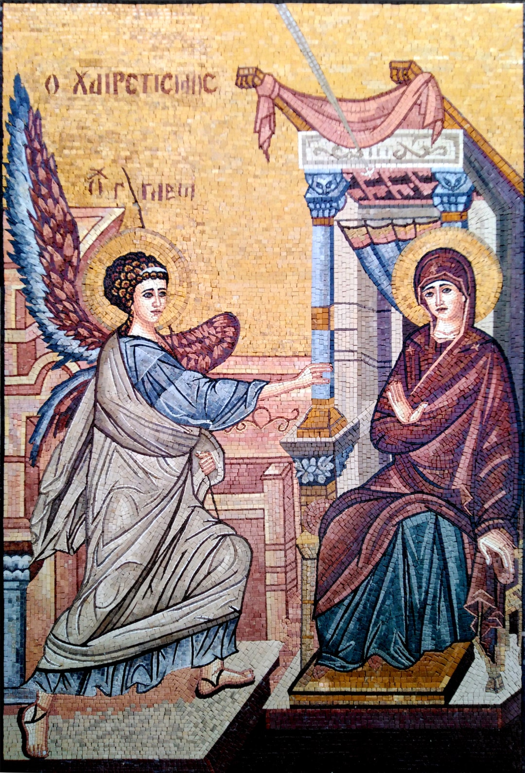 Jungfrau Maria und Engel-Mosaik-Wandbild: Handgemachte christliche ...