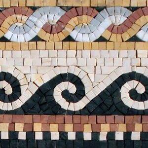 8″ Multi‑pattern Greek‑key Border Mosaic – Handmade Marble Tile Trim ...
