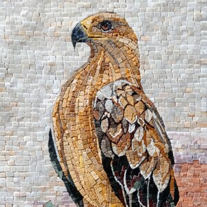 FALCON WALL ART Golden Falcon Mural Mosaic Tile Wall Décor Handmade ...