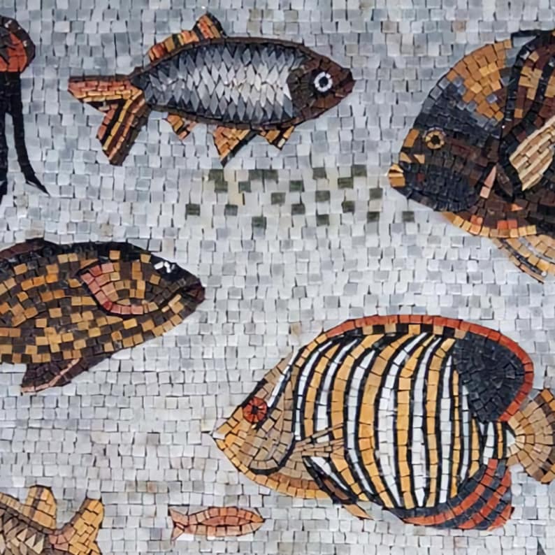 Handmade Sea Animal Marble Mosaic Tile Mural (32" X 32") - Etsy