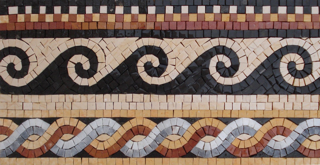 8” STRING MOSAIC TILES | Waves and String Pattern Artwork Mosaic ...
