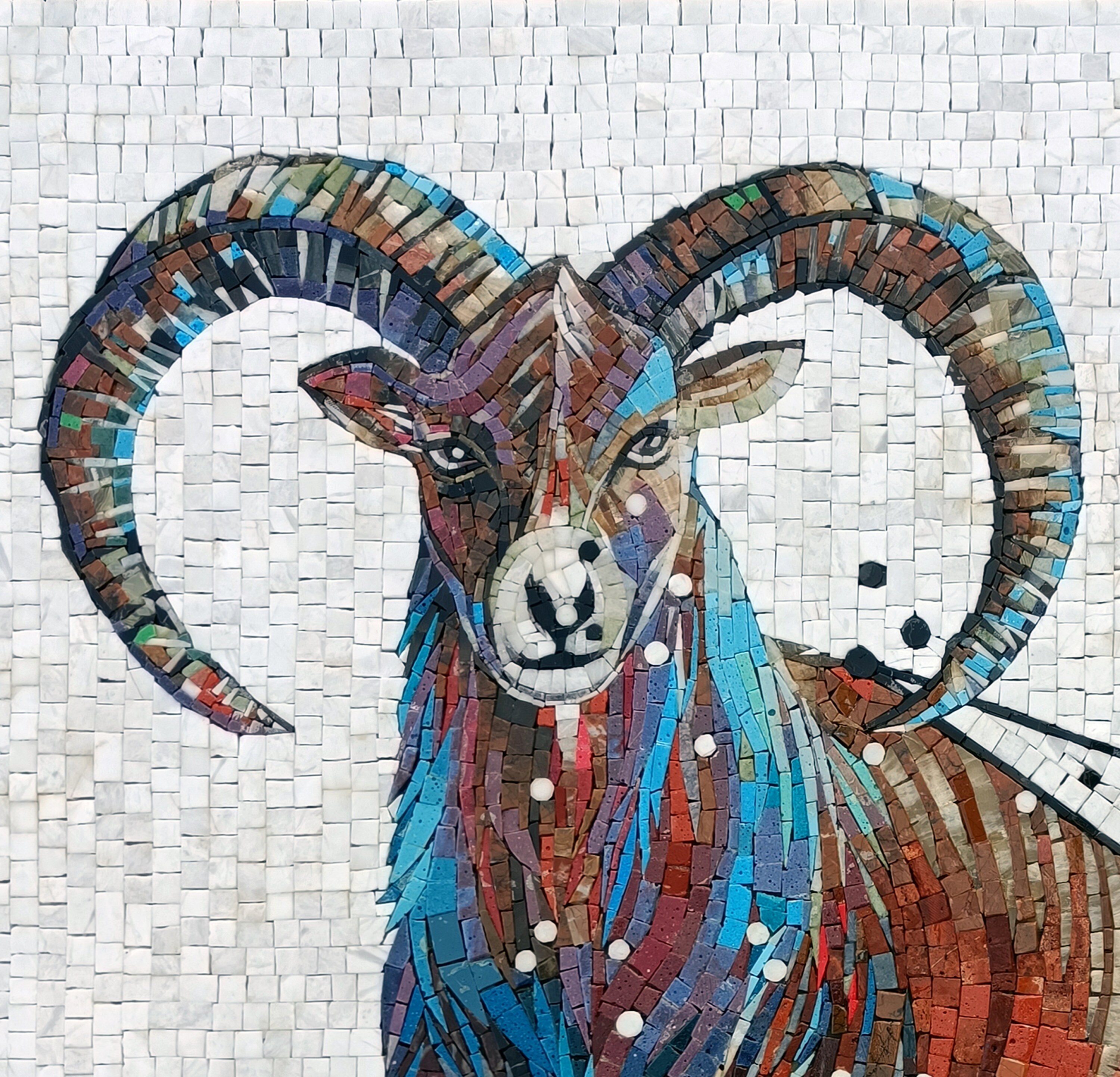 Taurus Zodiac Mosaic Tile Art: Handmade Stone Wall Decor (30x25) - Etsy