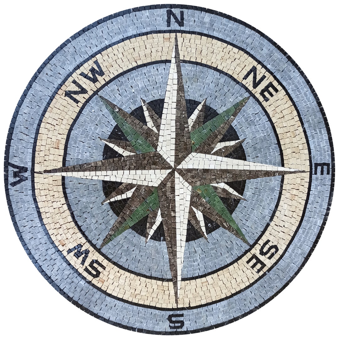 Captivate Your Space With a Handmade Compass Bathroom Tile: Unique Pool ...