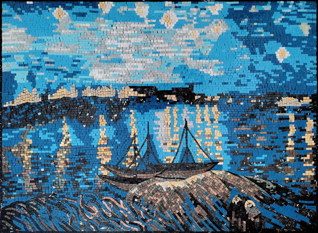 STARRY NIGHT ART Nature Scenery Art Mosaic Marble Customization ...