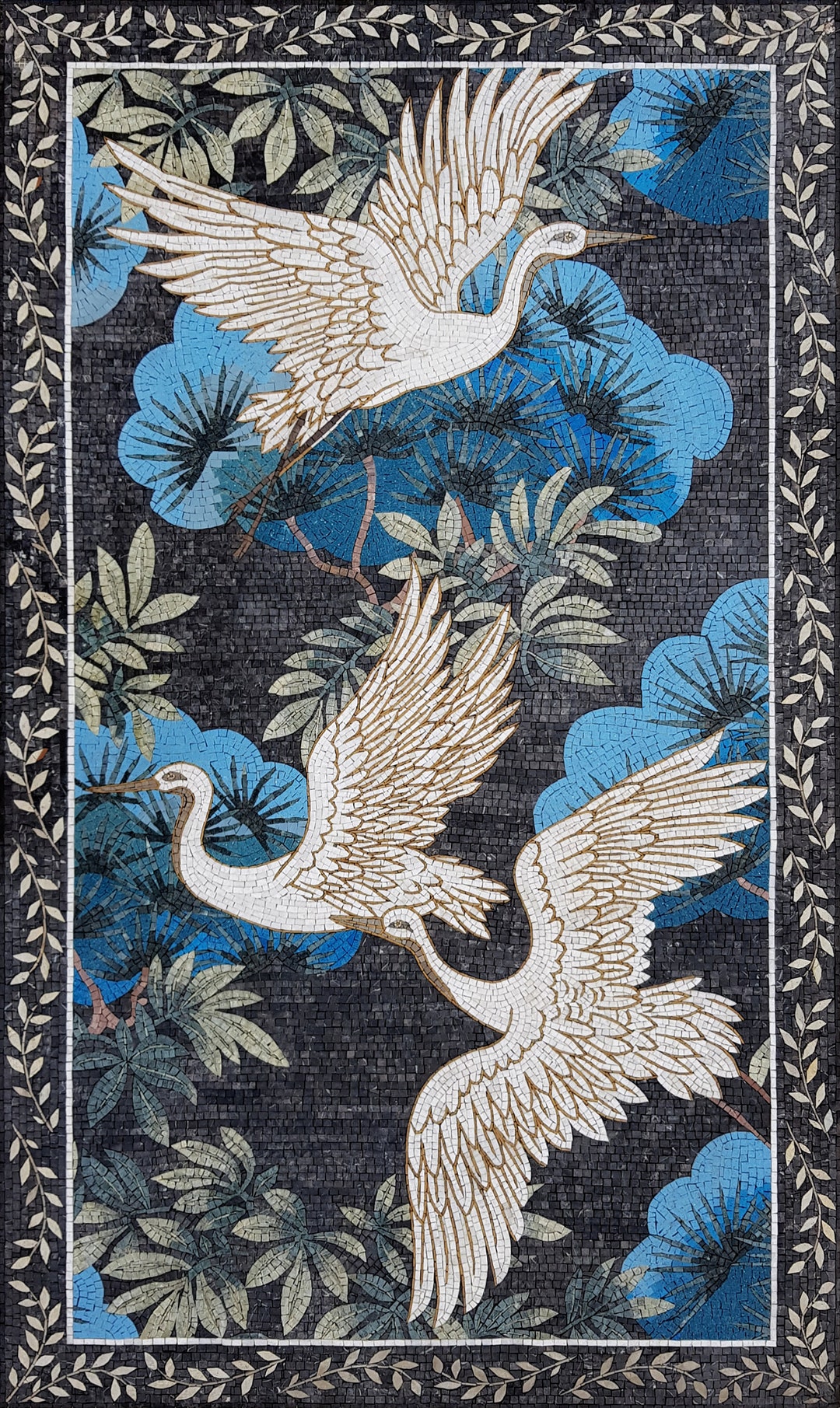 SWANS MOSAIC TILES | Animal Mosaic Tiles for Living Room Walls | Three ...