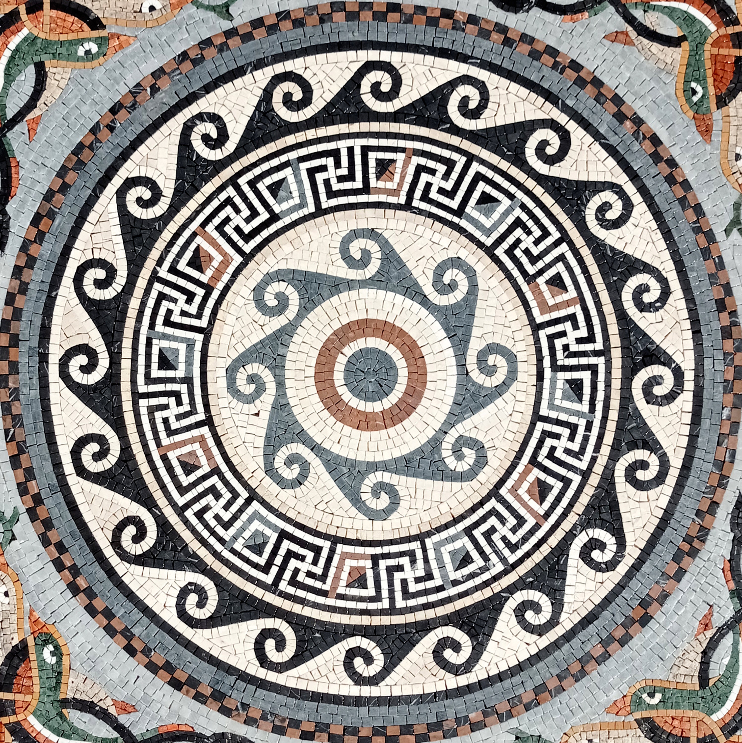 Dolphins Circle Pattern Marble Mosaic Art Tile Stone Décor - Etsy