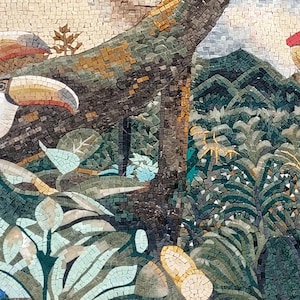90"x40" Parrots Mosaic Wall Art –vibrant Tropical Bird Scene, Nature ...
