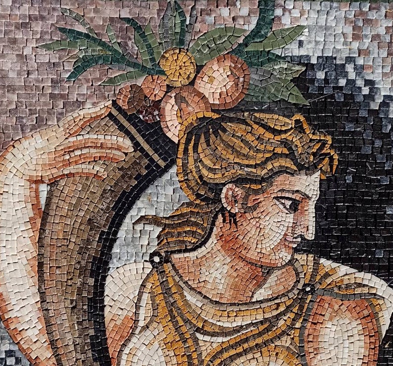 Roman Goddess Ceres With Cornucopia Mosaic Reproduction - Etsy