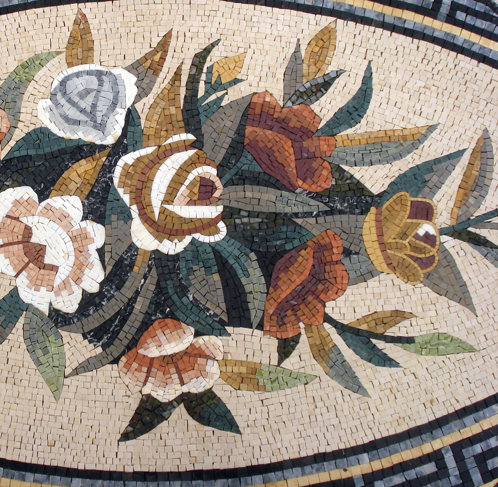 40 Handmade Marble Mosaic Flower Bouquet Mosaic Art Tile - Etsy