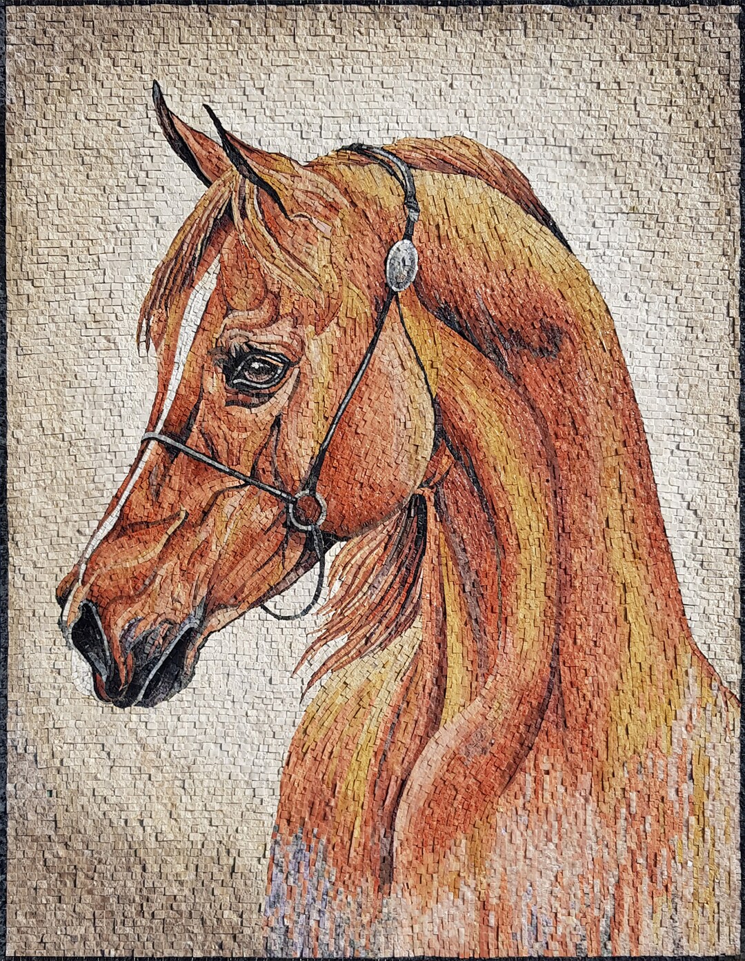 HORSE MOSAIC TILES | Animal Mosaic Tiles for Living Room Walls | Brown ...