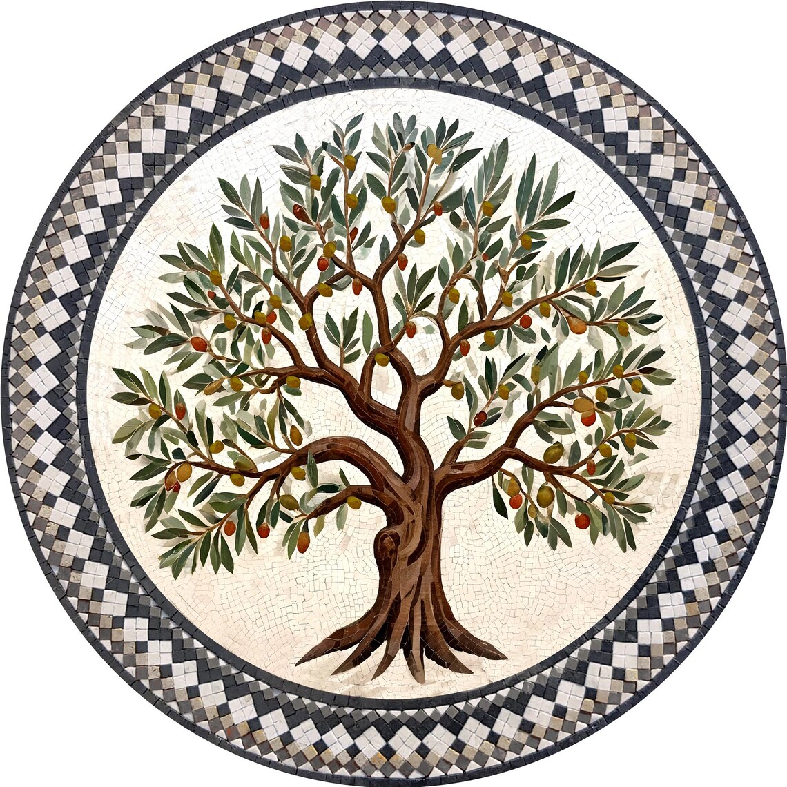 Olive Tree Backsplash Marble Mosaic Medallion Tiles. Customization ...