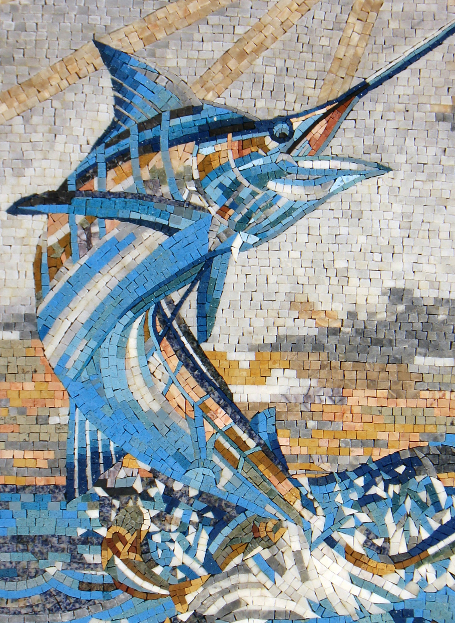 Handmade Swordfish Mosaic Mural: Leaping Marlin Marble Wall Art - Etsy