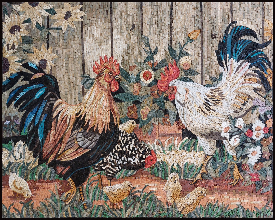 ROOSTER MOSAIC TILES | Chicken Mosaic Tiles for Kitchen Walls | Chicken ...