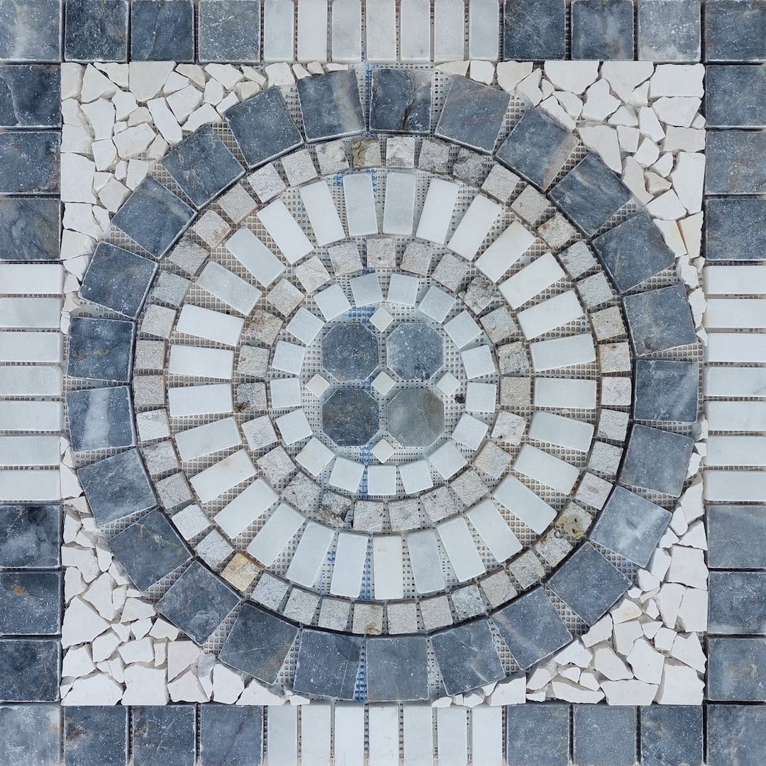 DOUBLE COLOR MOSAIC | Marble Stone Stylish Art Mosaic | Beautiful Round ...